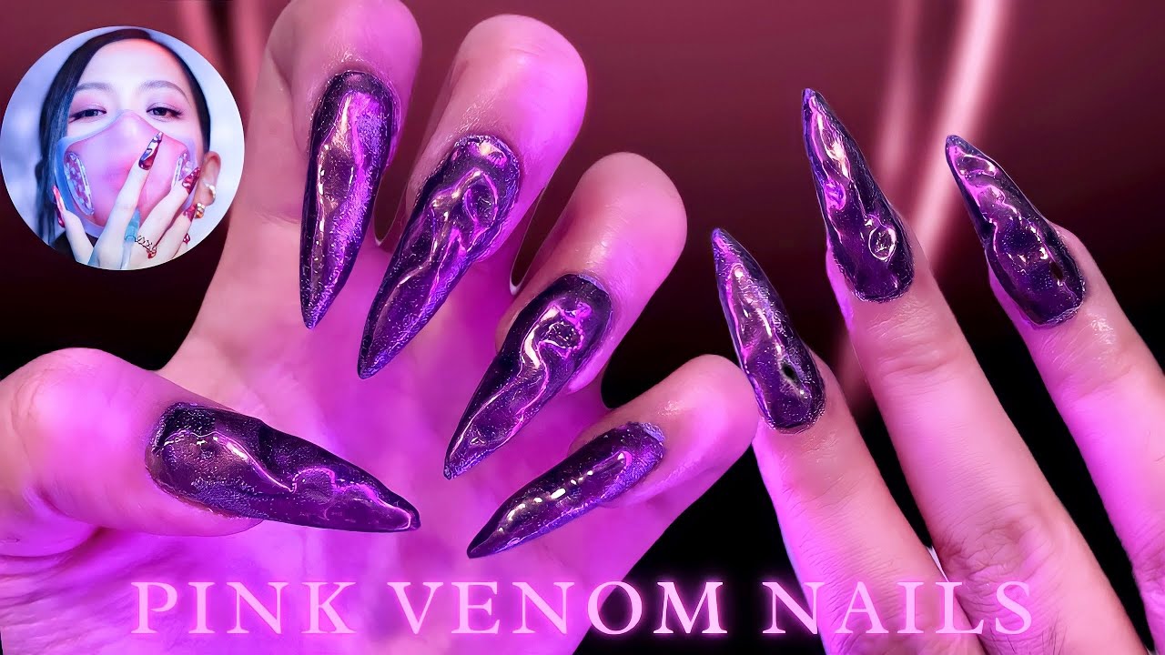 PINK VENOM Jisoo's Nail Tutorial 🕷+ How to Create 3D Effect on Nails ...