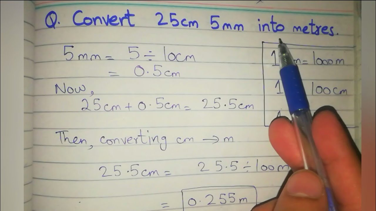 How To Convert 25cm And 5mm Into Metres Conversion Of Units Class