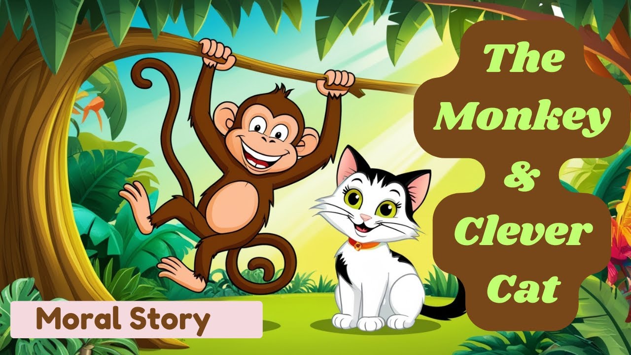 The Monkey and Clever Cat | Teamwork | Moral Story | Kids Cartoon - YouTube