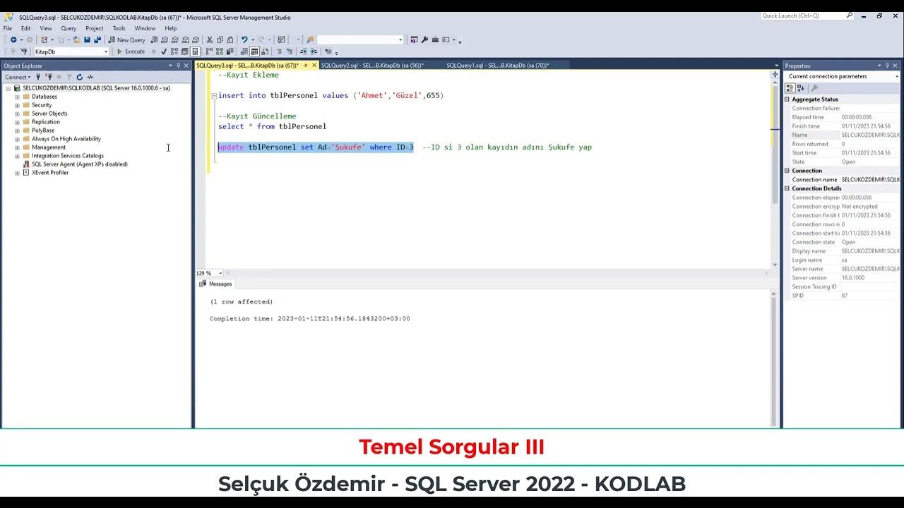 SQL SERVER 2022 Temel Sorgular 3 - YouTube
