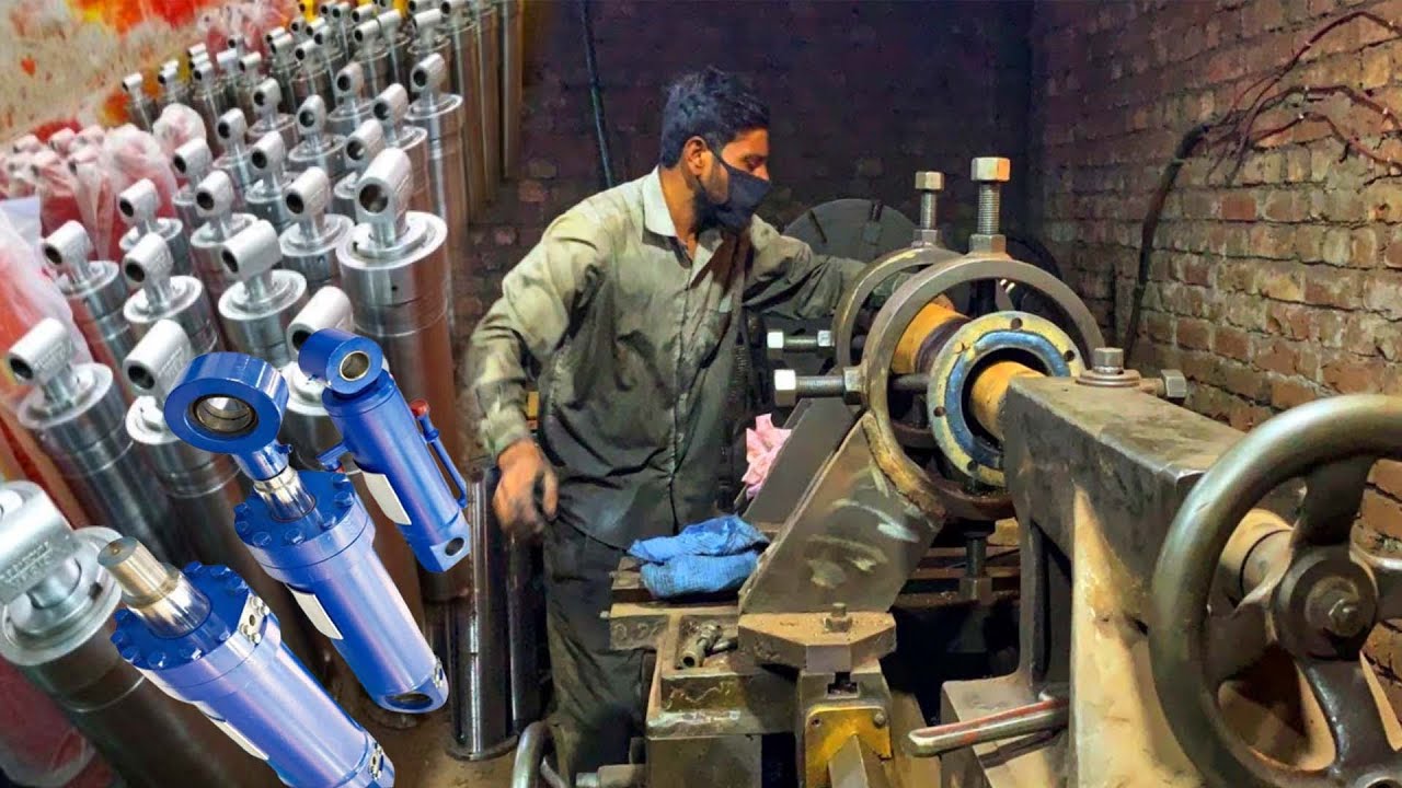 Traditional Manufacturing Process of Hydraulic Cylinder. Tractor ...