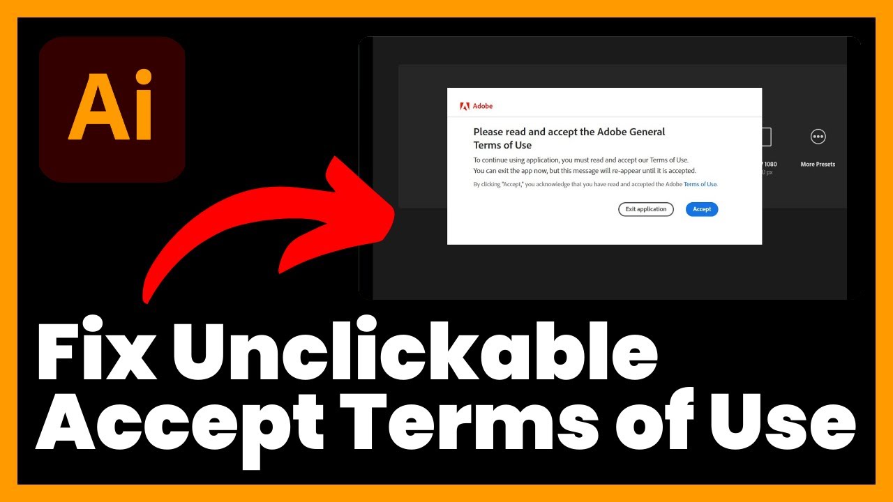 How to Fix Unclickable 'Accept Terms of Use' in Adobe Illustrator - YouTube