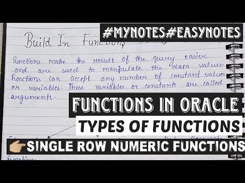 SINGLE ROW NUMERIC FUNCTIONS IN ORACLE |#mynotes #easynotes - YouTube