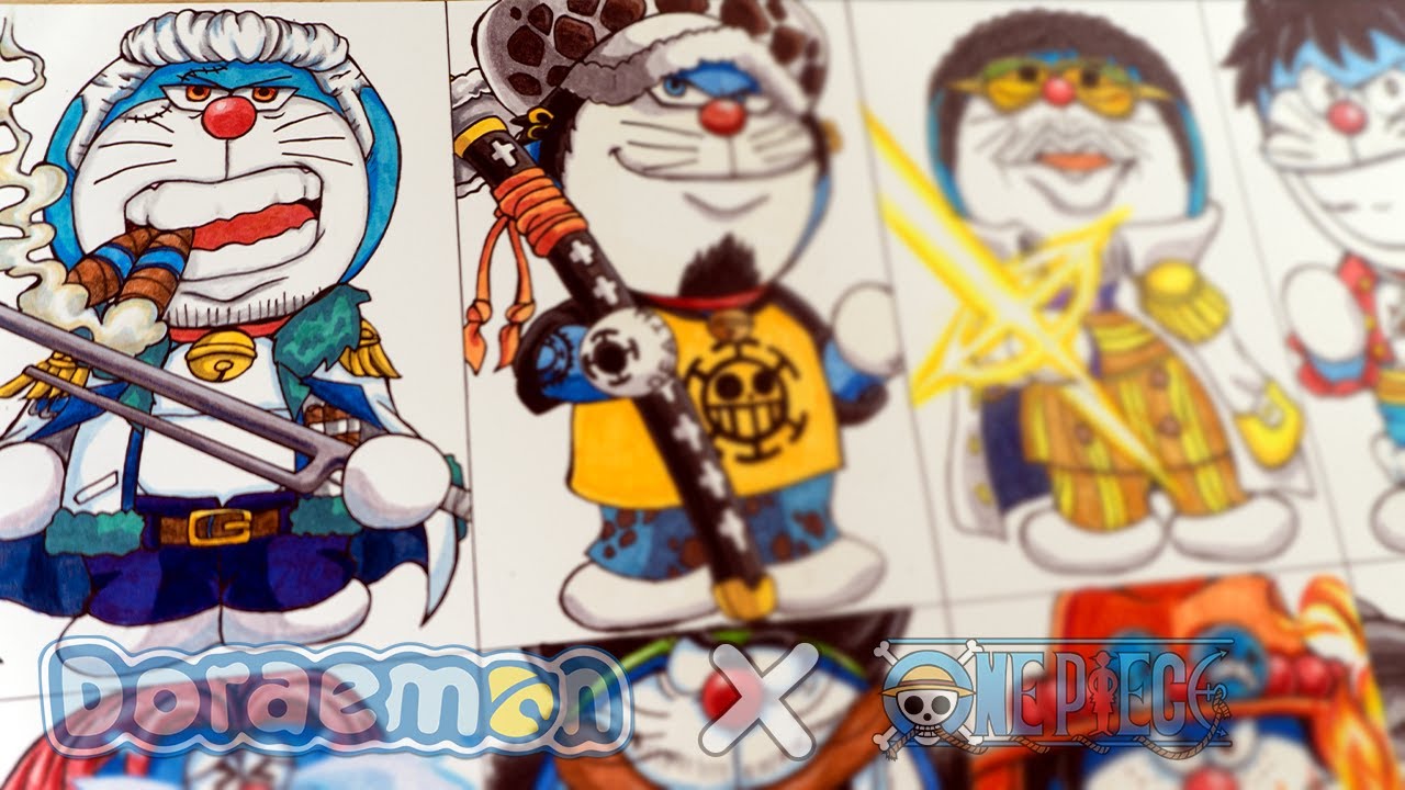 Drawing Doraemon in One Piece Characters - YouTube