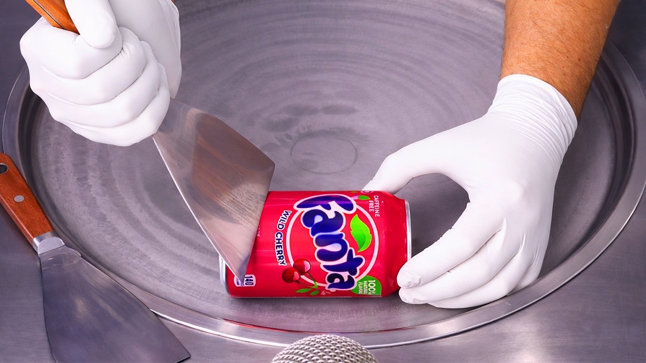 Fanta Cherry Ice Cream Rolls | how to make Fanta to Ice Cream - fast ...