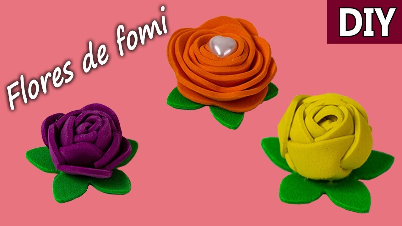 Flores de fomi fáciles de hacer 🌸 3 modelos 🌸paso a paso - YouTube
