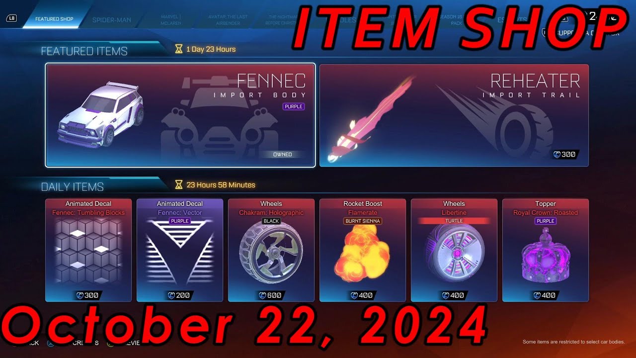 October 22 Rocket League Item Shop: PURPLE FENNEC RETURNS! - YouTube