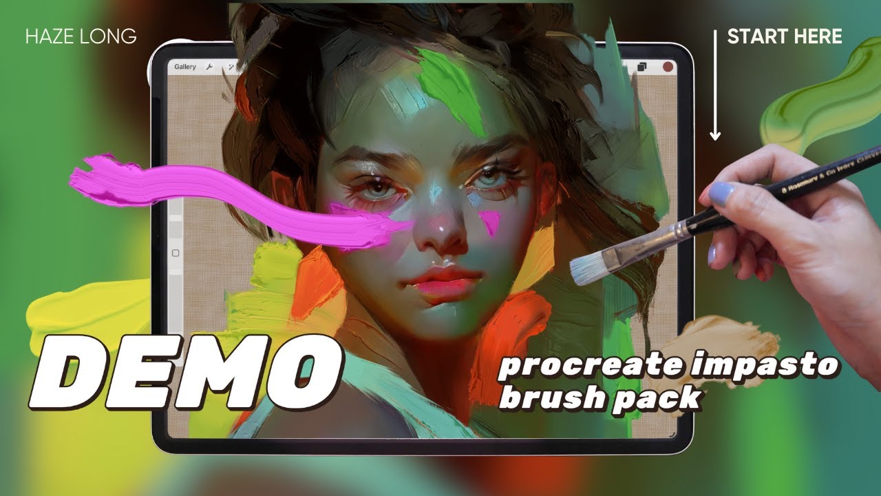 Procreate Impasto Brush Pack Demo by Haze Long : 3D thick paint ...