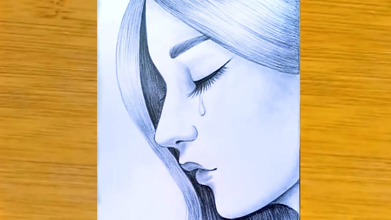 How to draw a girl with Sad Moment // Easy way to draw Beautiful girl ...