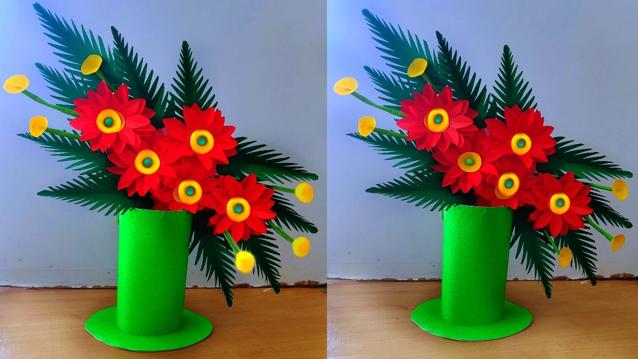 beautiful flower bouquet making with paper / diy flower bouquet - YouTube