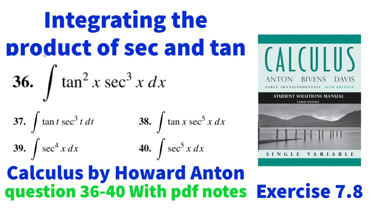 Integrating the product of tan and sec || Calculus by Howard Anton ...