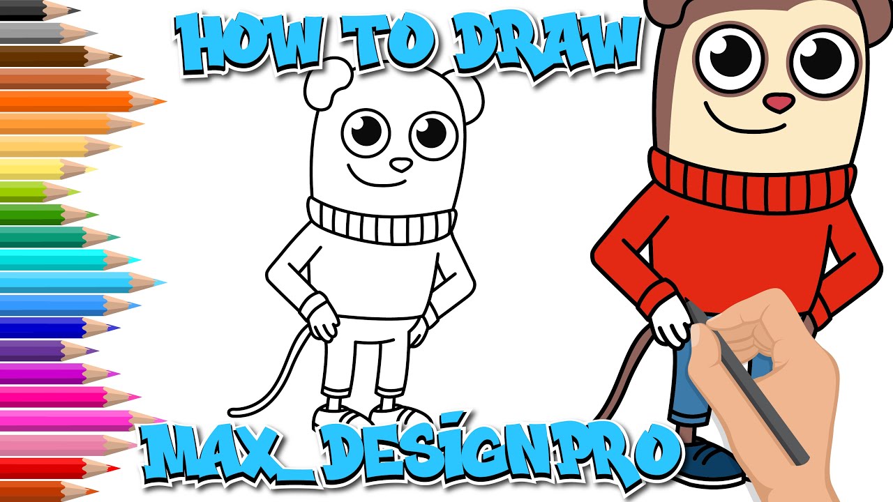 Drawing and Coloring Max Design Pro | How to Draw famous YouTubers ...