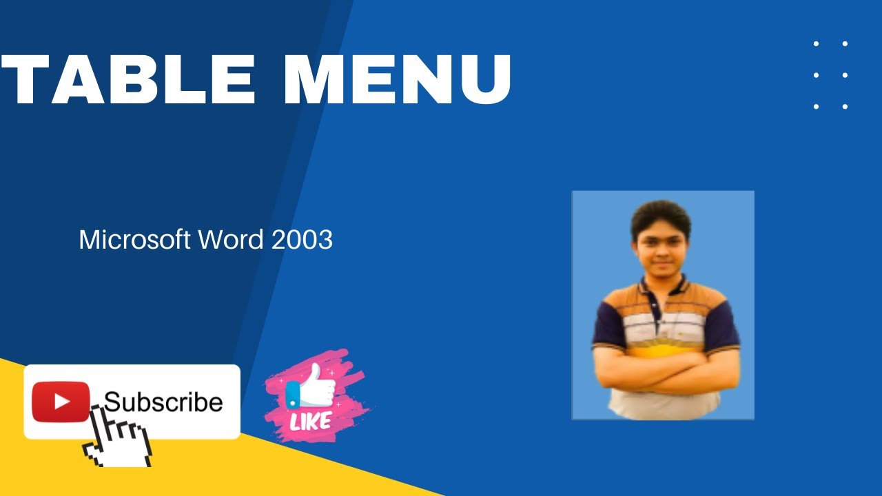 MICROSOFT WORD 2003 TABLE MENU - YouTube