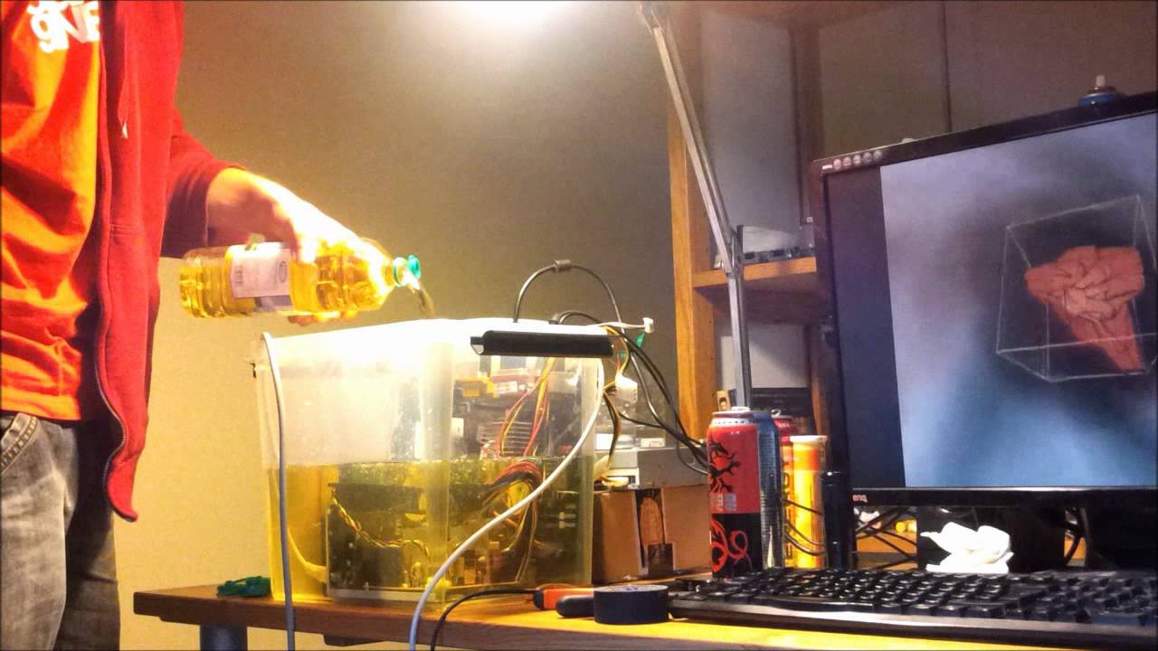 Server PC submerged in canola oil - YouTube