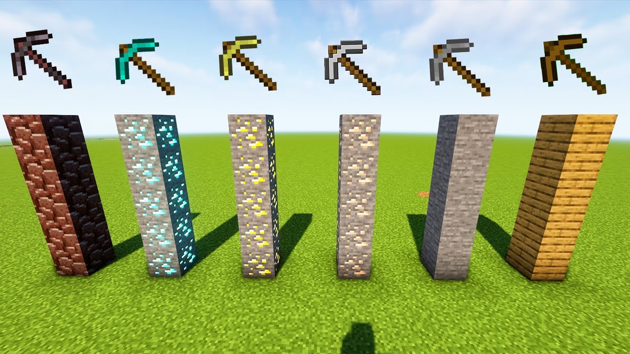which pickaxe can break the block they are made of MINECRAFT - YouTube