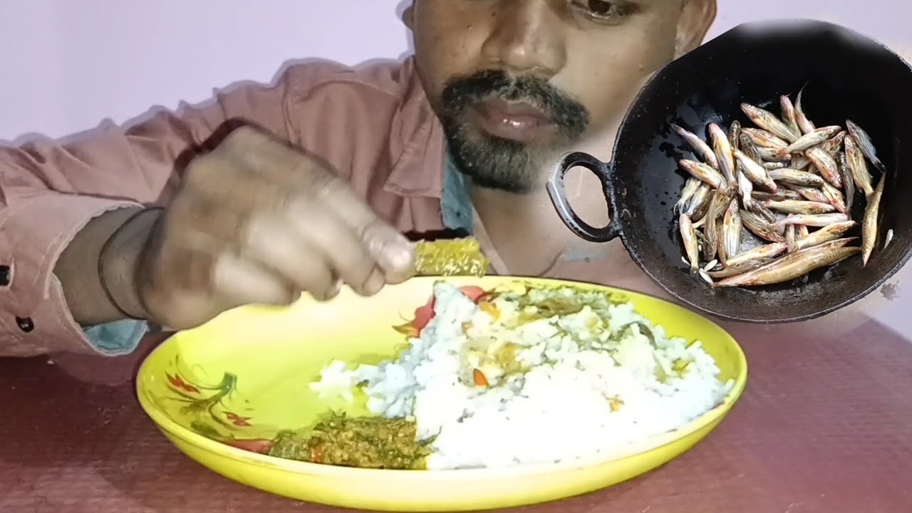 White rice with tengra fish eating show | Spicy fish curry with rice ...