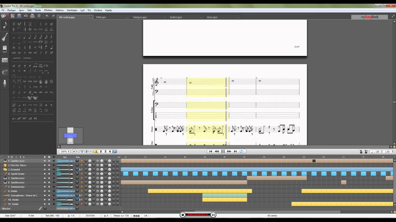 Guitar pro 6- drums- violin-synthesizer - YouTube