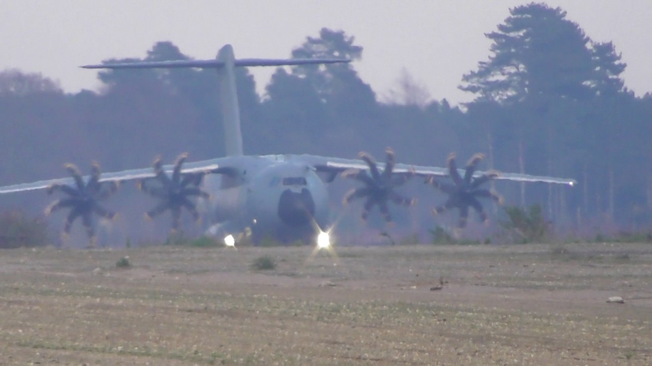 Aviation Exercise Joint Warrior RAF Airbus A400 ZM408 engines running ...