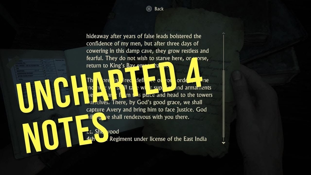 Lt Sherwood Note | Uncharted 4 A Thief's End Notes - YouTube