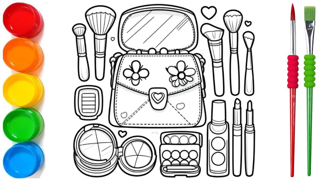 Makeup Kit Drawing Easy | Let's Draw Makeup kit for Kids | Step by step ...