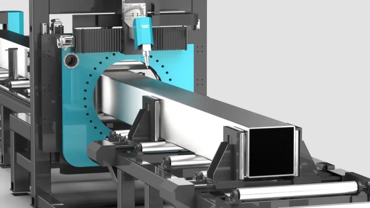 Beam Pipe Profile fiber laser cutting machine - YouTube