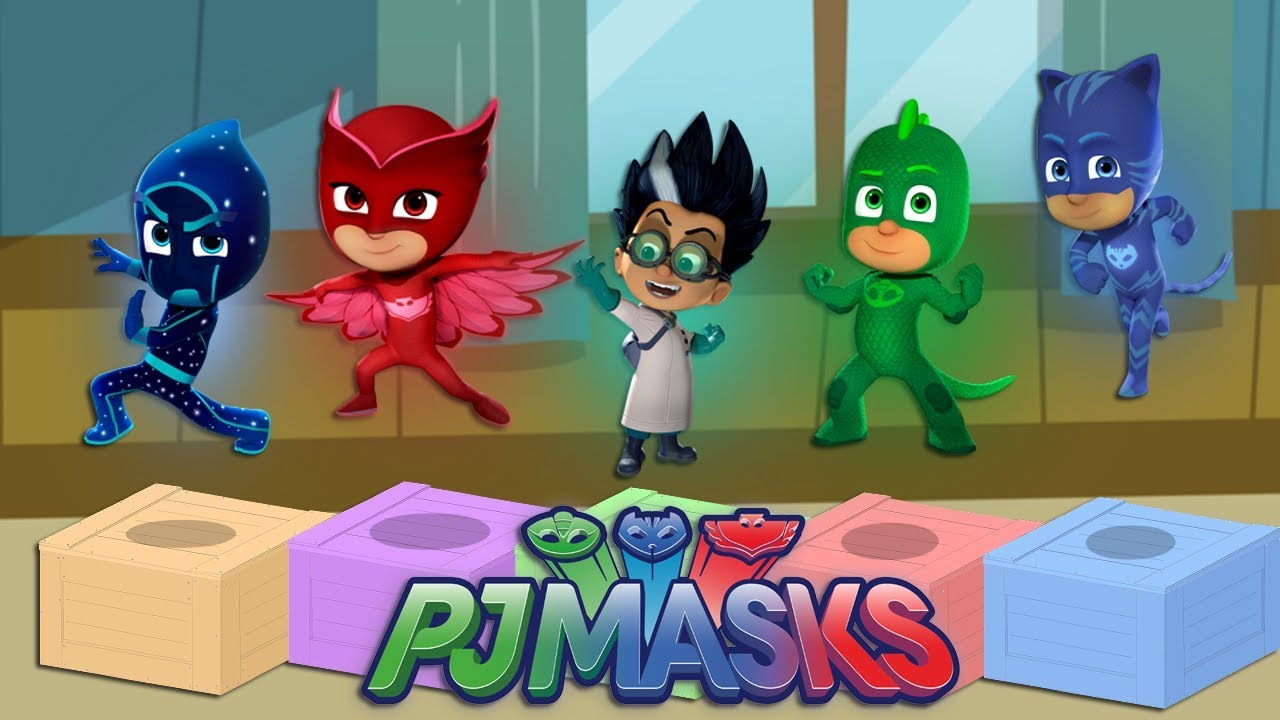 Five Little Pj Masks Jumping on the Box | 5 Little Monkeys Jumping on ...