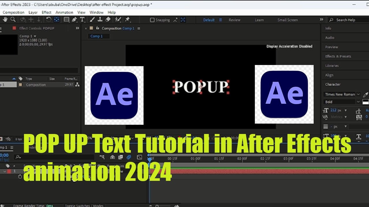 POP UP Text Tutorial in After Effects animation 2024 - YouTube
