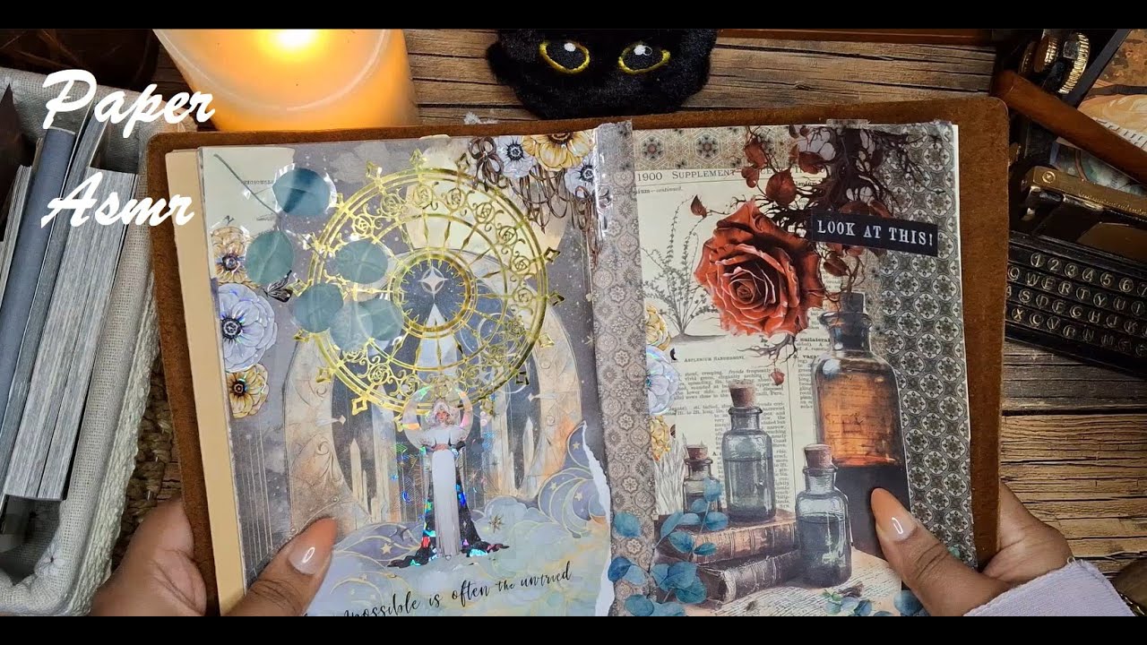 ASMR Decorating a Journal|Paper Asmr|Relaxing Sounds|Witch Spread - YouTube