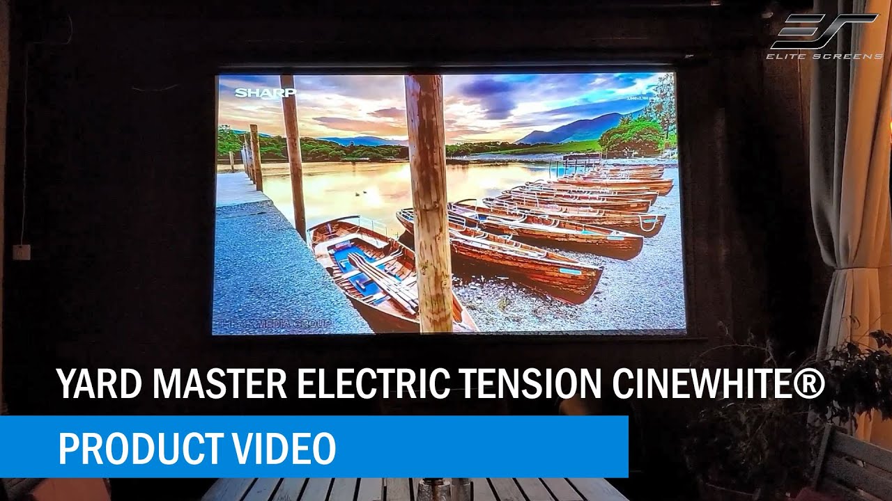 Elite Screens YardMaster Electric Tension CineWhite Indoor - Outdoor Projection Screen - YouTube