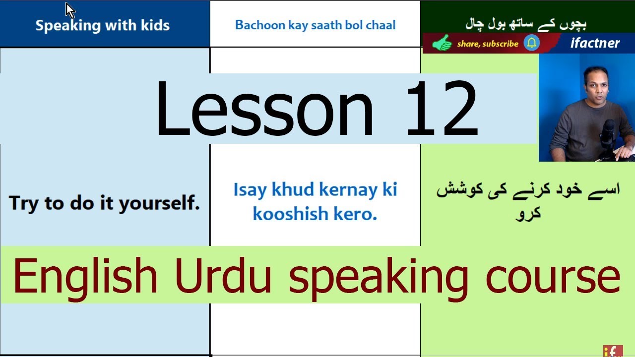 English Urdu speaking course lesson 12 talking with kids | LEARN URDU ...
