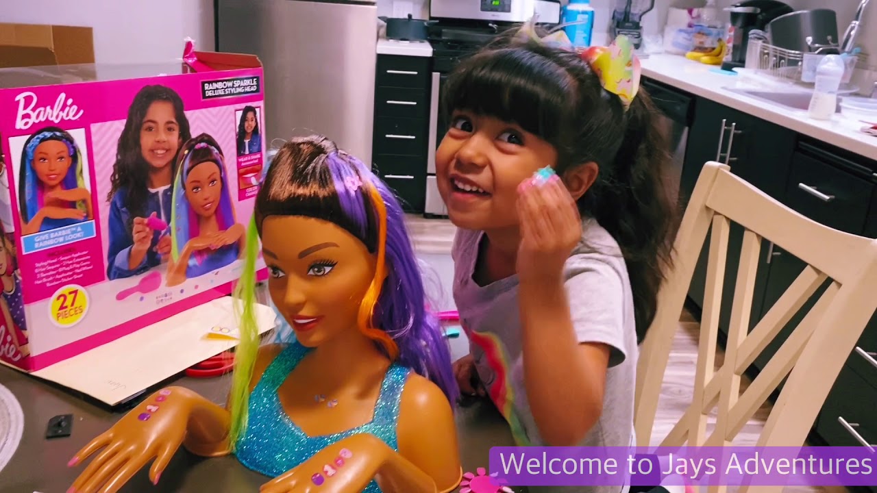 Giant Barbie doll makeover with Princess Jay - YouTube