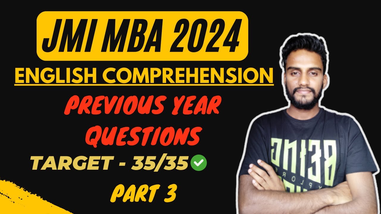 JMI MBA 2024 I English Comprehension I Previous Year Questions 2023 I ...