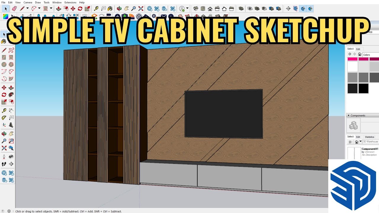 Sketchup Tutorial How to make a simple, charming TV cabinet in SketchUp ...