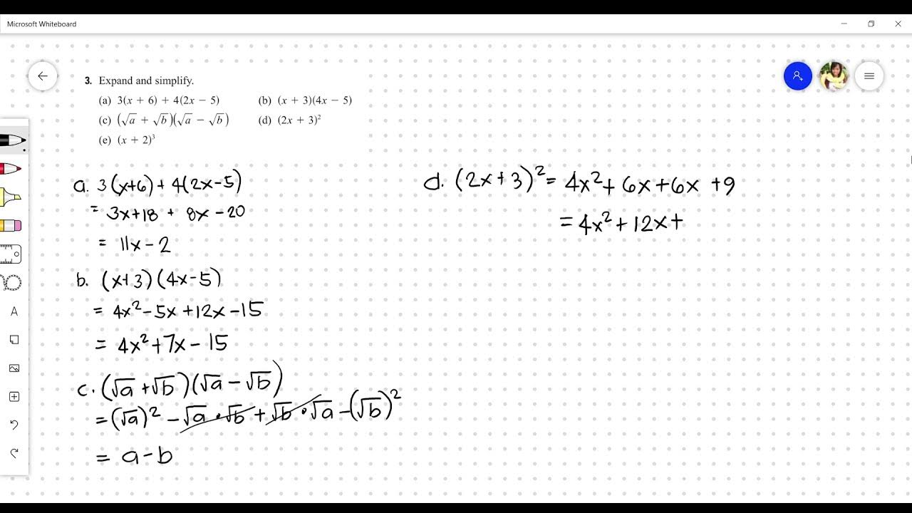 Algebra | Expand and Simplify algebraic expressions - YouTube