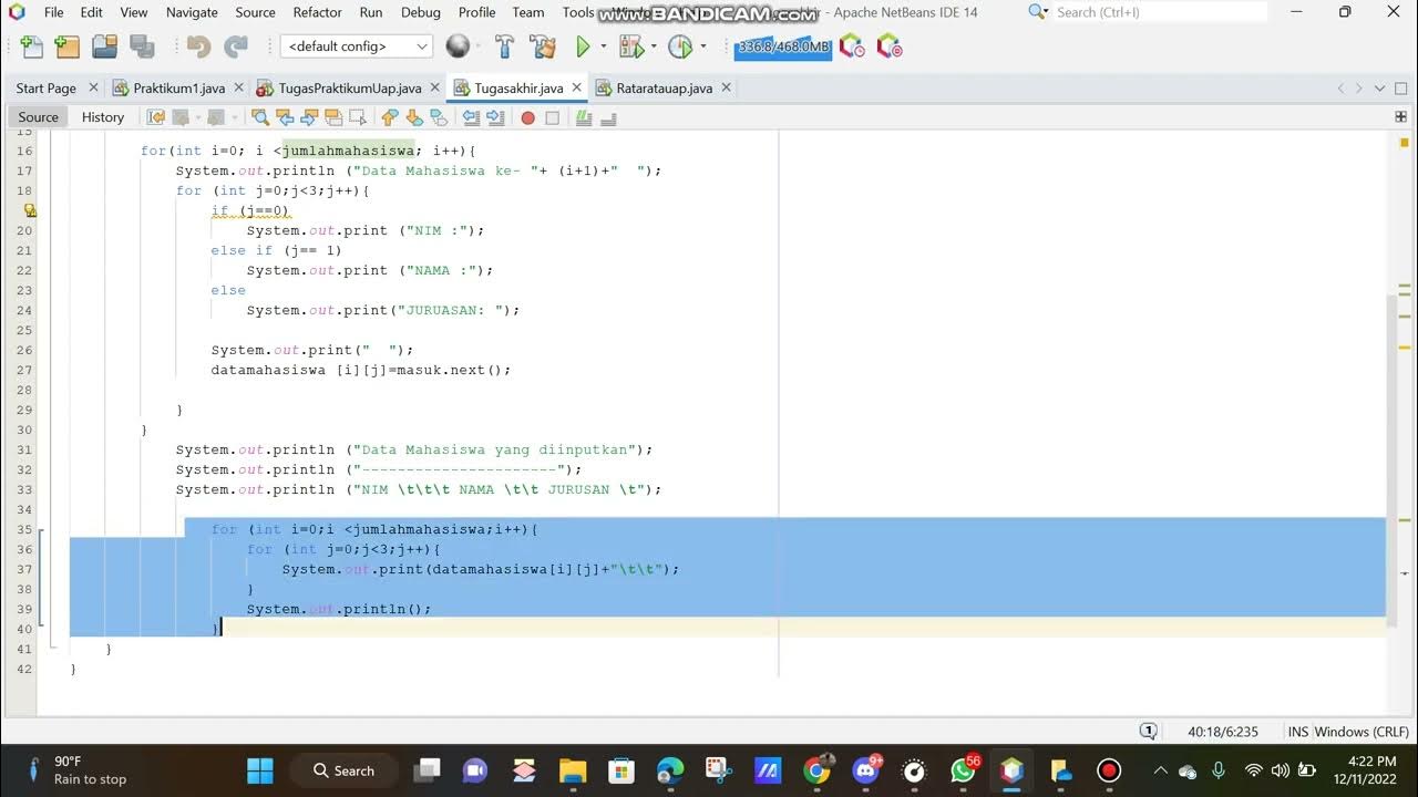 PROGRAM ARRAY MULTIDIMENSI INPUT DATA MAHASISWA - YouTube