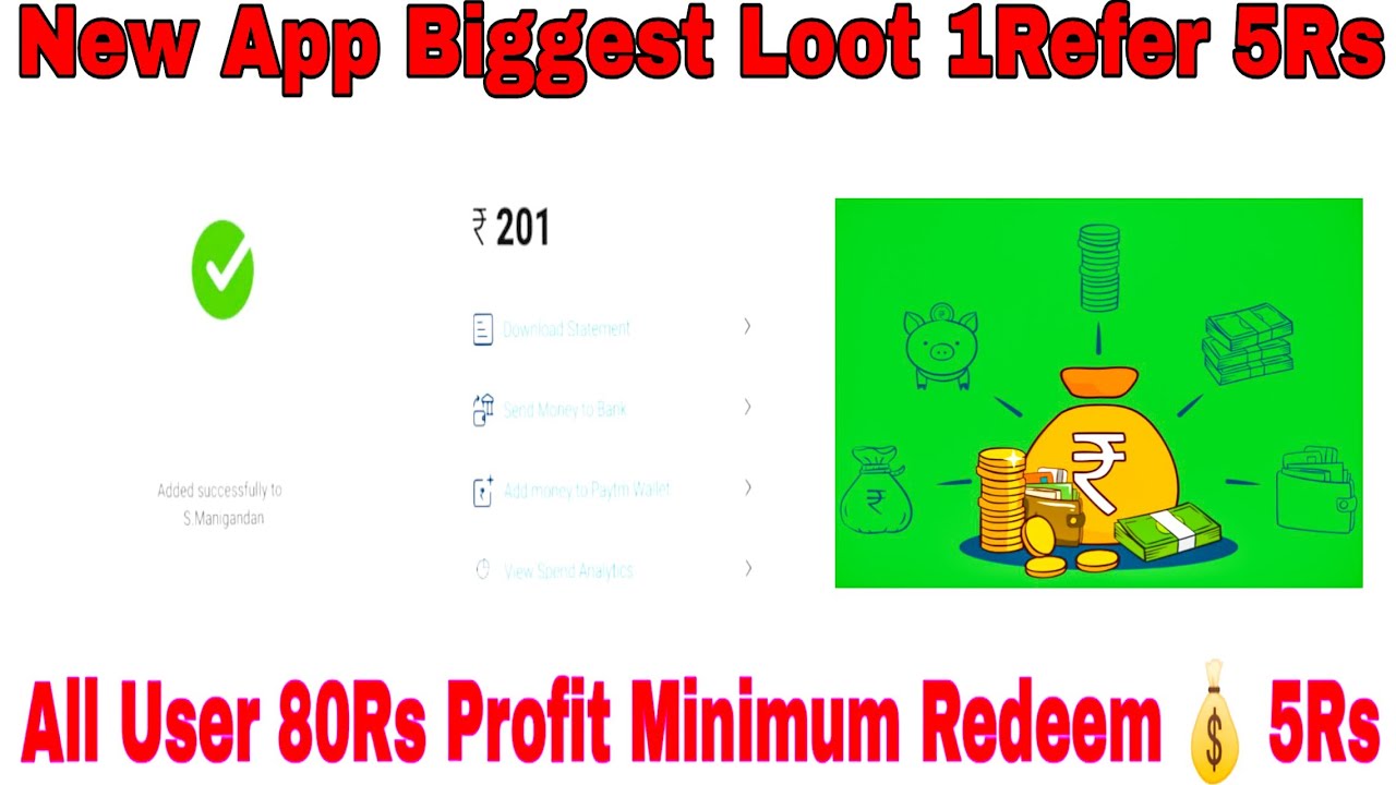 Earnpal New application Per refer 5 RS +10Rs Minimum Redeem 💰 5Rs ...