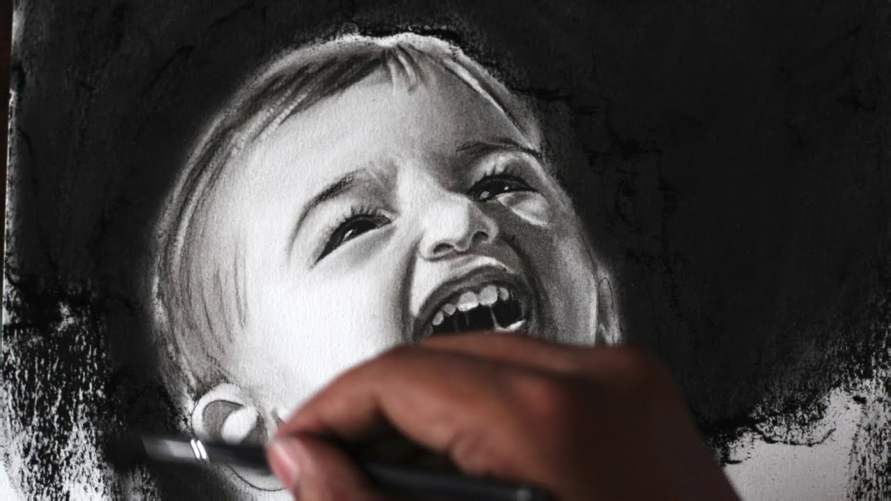 Drawing a child face (realistic) - YouTube