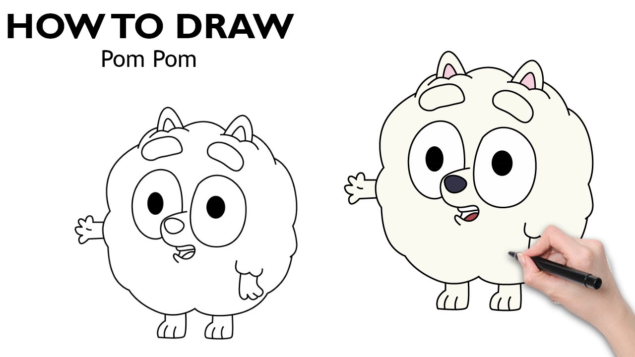 How to Draw Pom Pom from Bluey Step by Step - YouTube