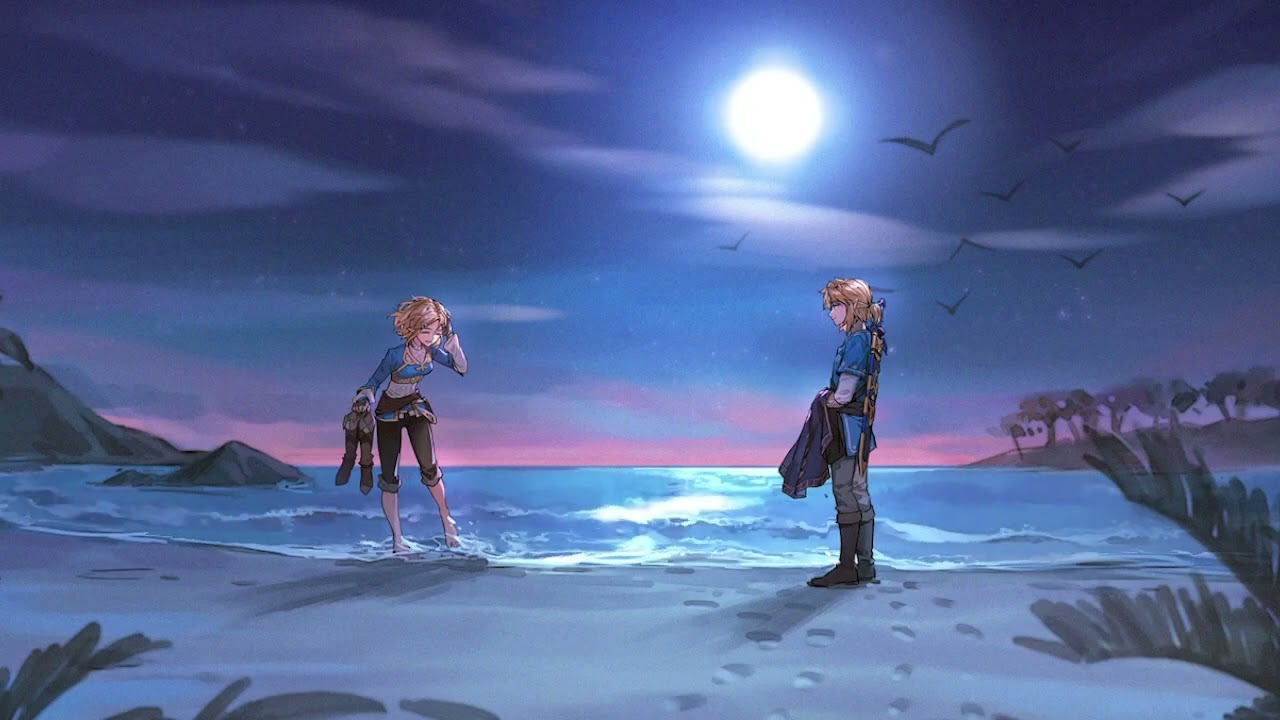 Fondo de Pantalla Animado Link y Zelda en la Orilla de Zelda🏖️ en ...