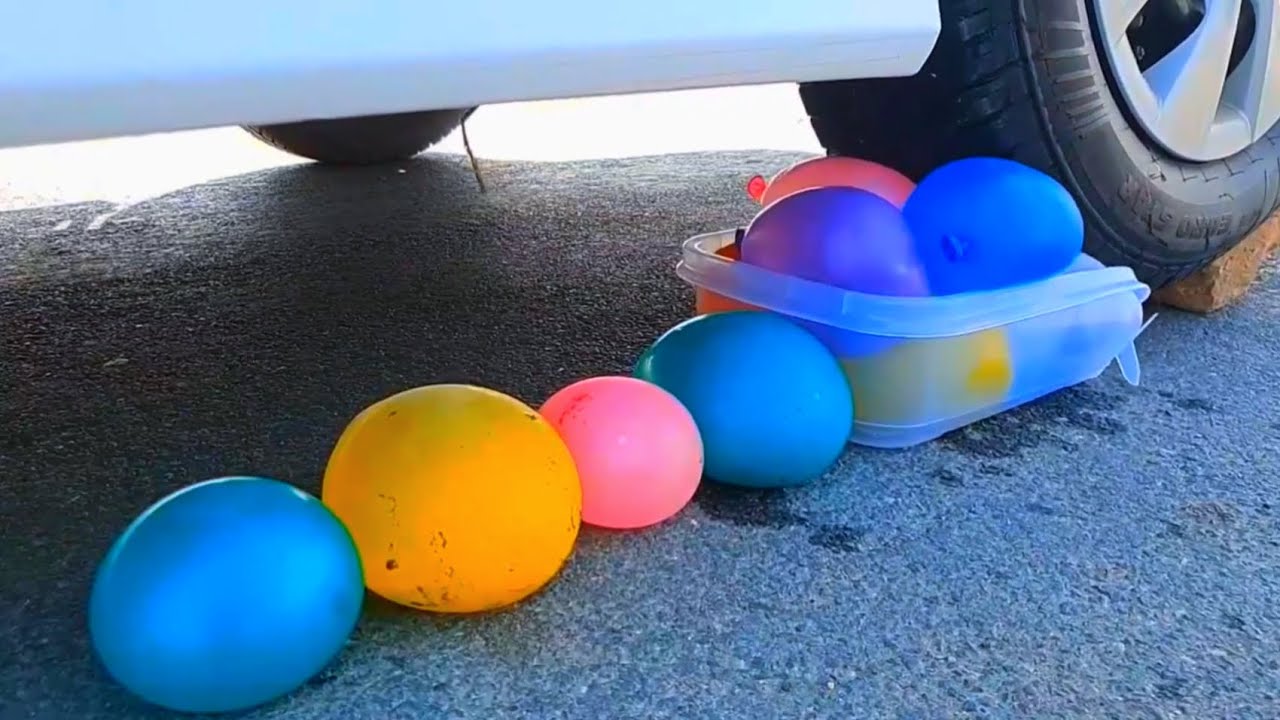 Experiment Car vs Water Balloons | Crushing crunchy & soft things by ...