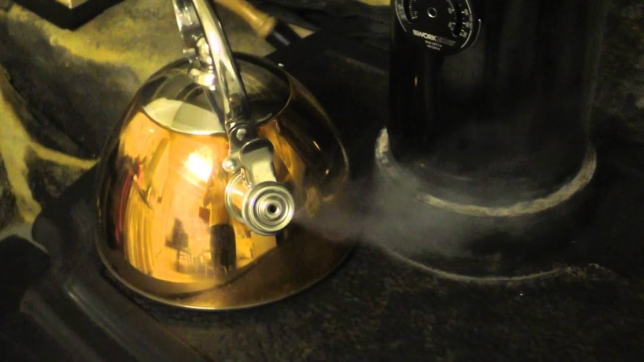 Boiling Water In Copper Kettle On Wood Burner - YouTube