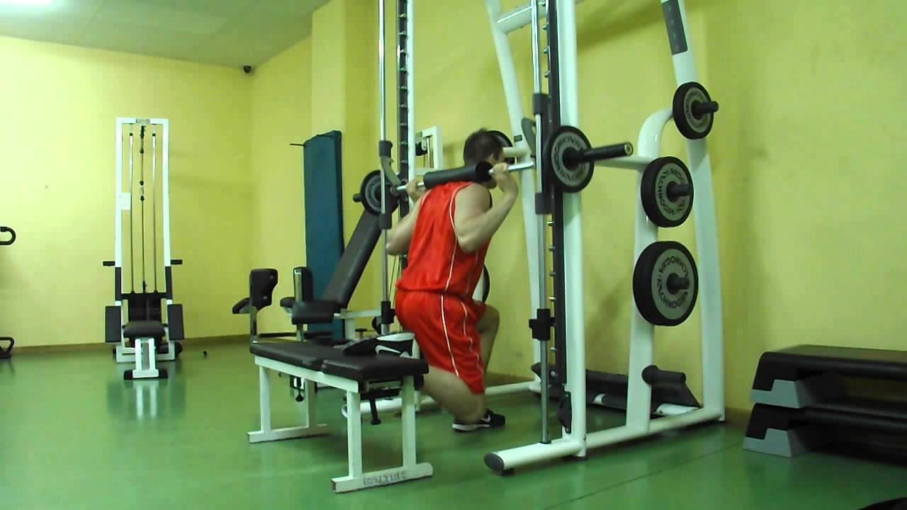 Smith Machine Half Squat To A Bench - YouTube