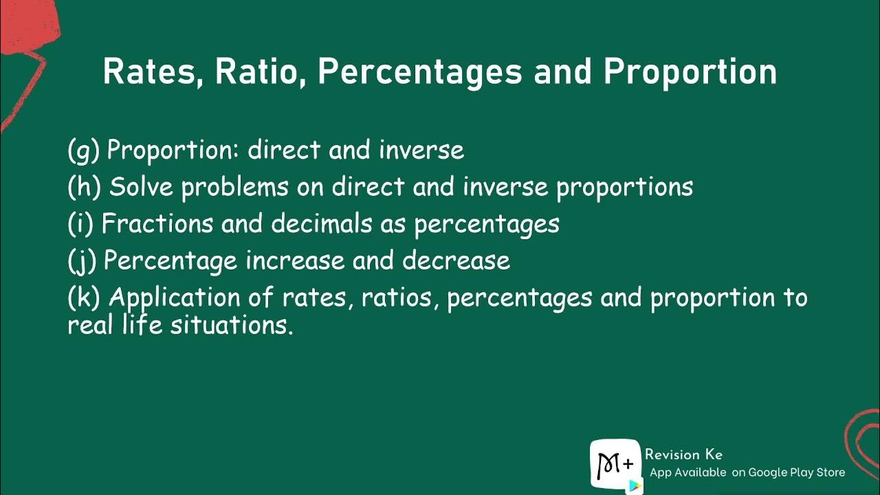 Rates, Ratio, Percentages and Proportion | Intro | Form 1 Mathematics ...