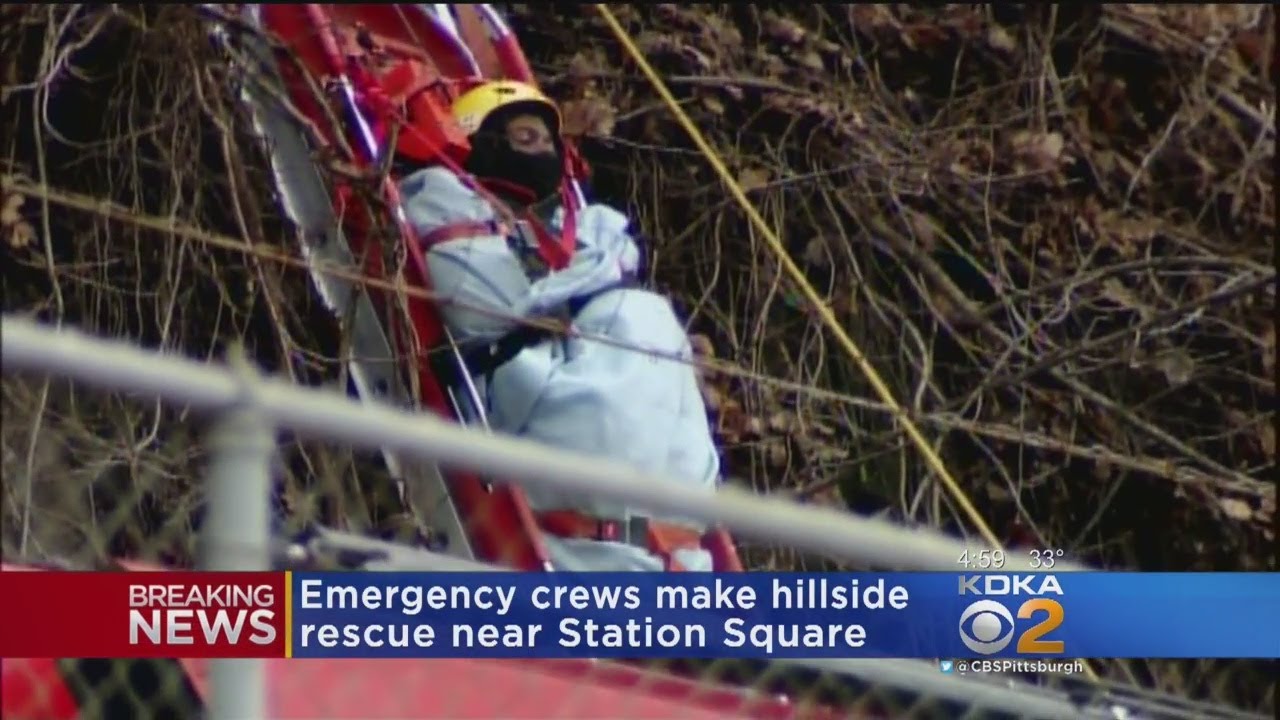 Emergency Crews Make Hillside Rescue Near Station Square - YouTube