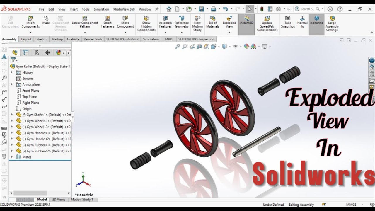 SolidWorks Tutorial for Gym Roller Exploded View Design Part 3 ...