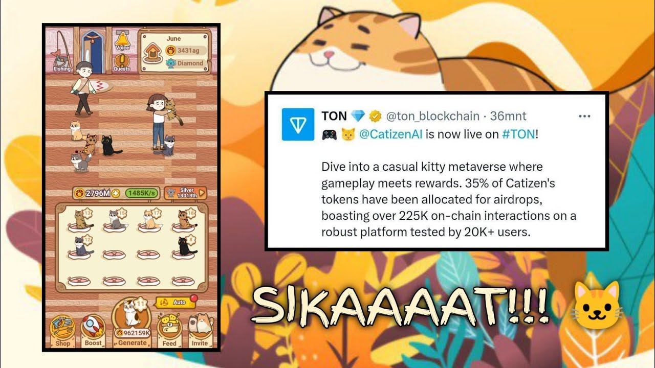 di konfirmasi ton blockchain! catizen airdrop game play to earn yang ...