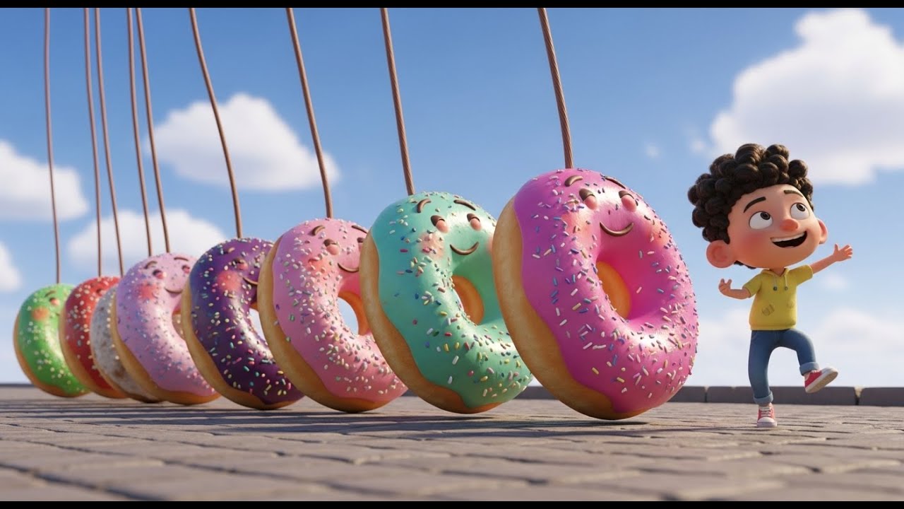 Rainbow Donut Parade Through the City Streets | Nursery Rhymes and Kids ...