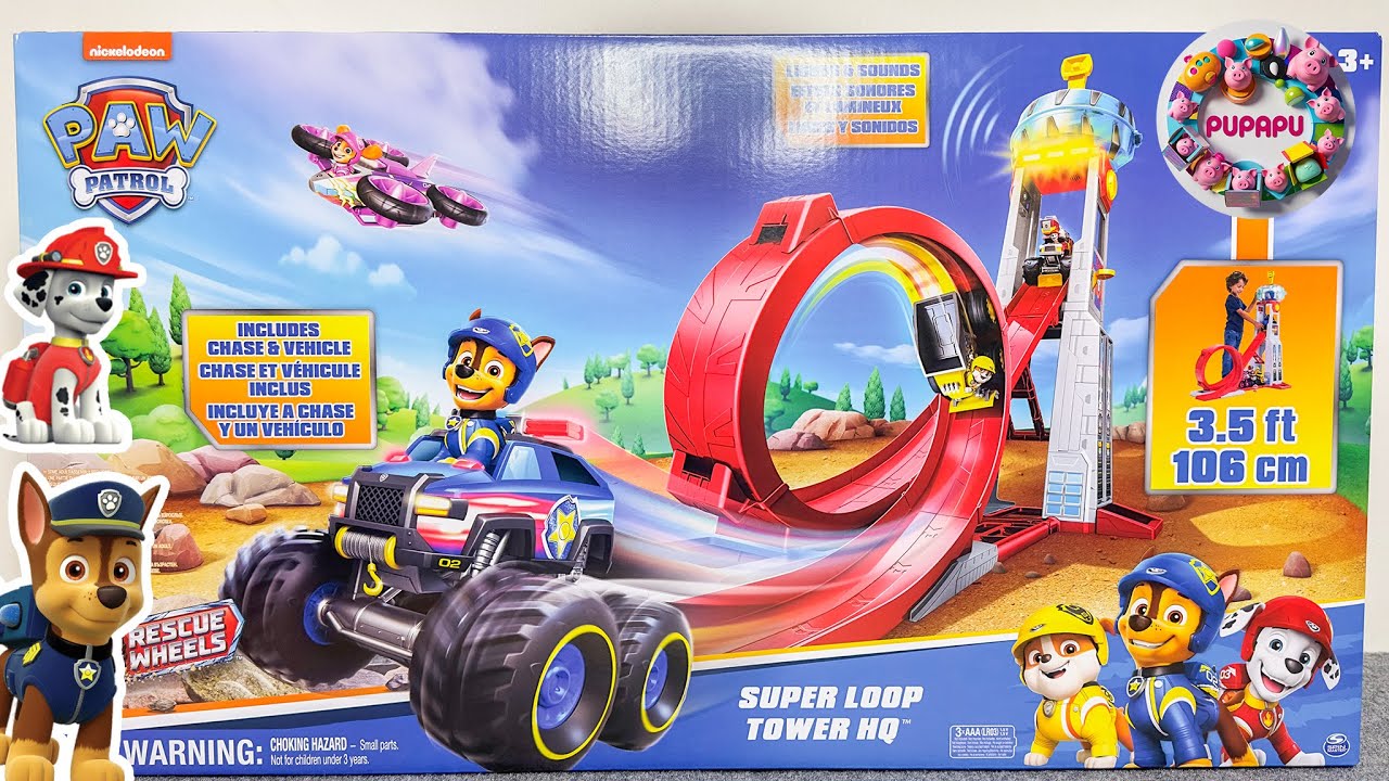 ASMR Unboxing Paw Patrol Super Loop Tower HQ | Paw Patrol Rescue Wheels ...