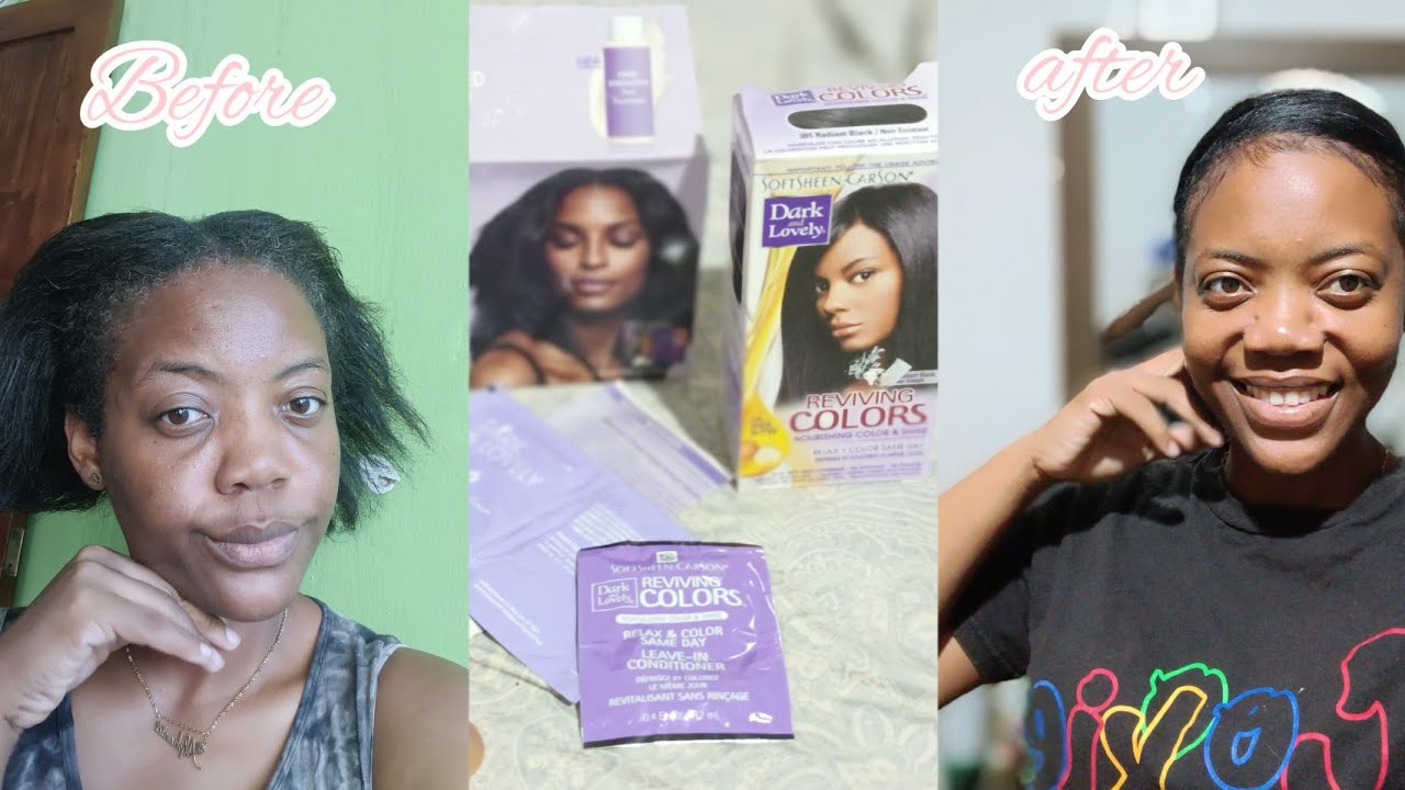 Using Dark and lovey relaxer and color at the same time doing my ...