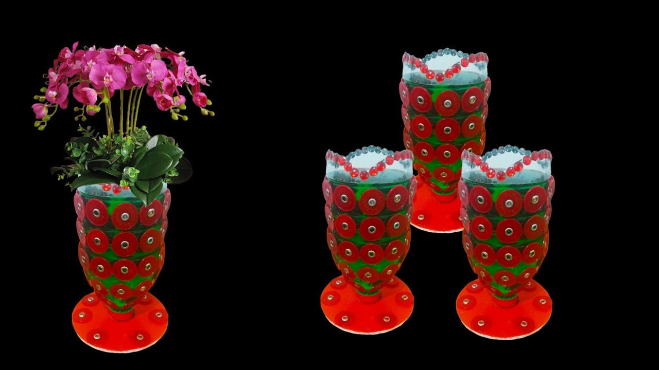 Ide Kreatif Kerajinan Dari Botol Plastik Bekas | Membuat Vas Bunga ...